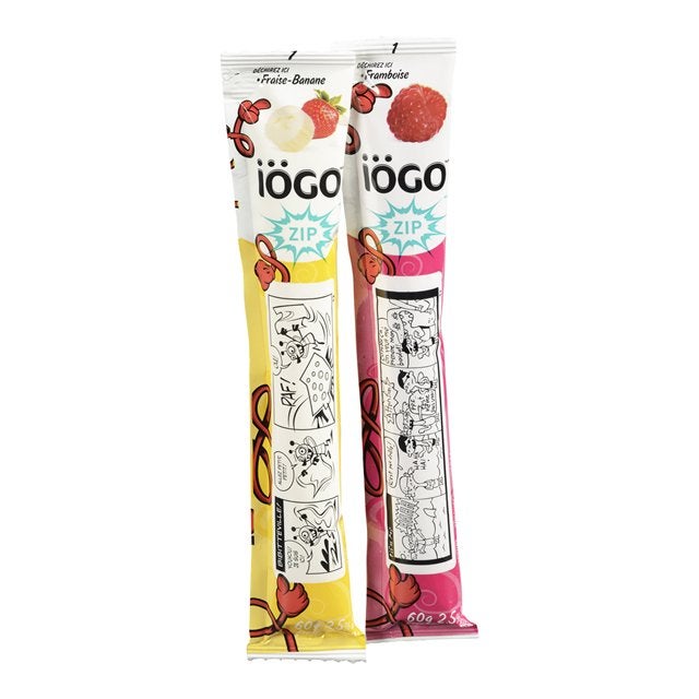 Yogourt en tube fraise-banane et framboises, Iogo (8 x 60 G)